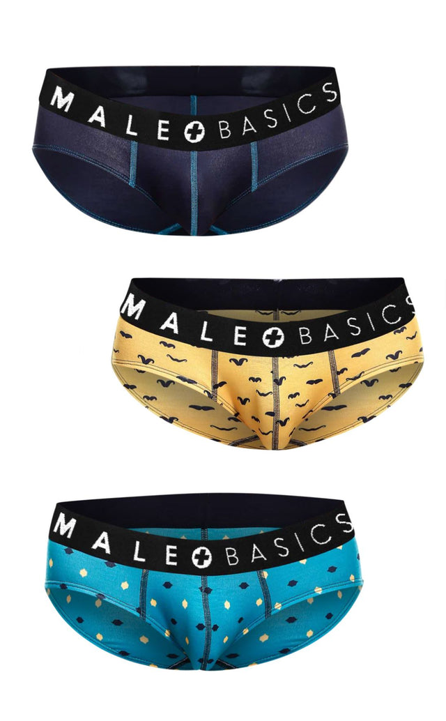 MaleBasics 3-Pack Brief Prints Stache Briefs – Malebasics